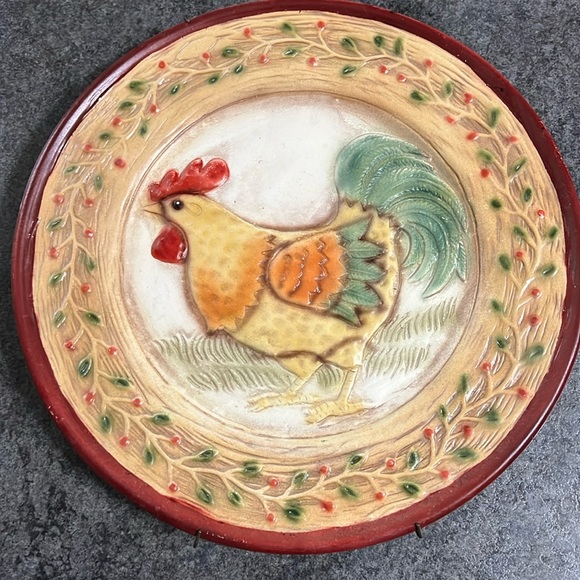 Wall Decor | Ceramic Rooster Plate Comes With Wall Hanger Country ...